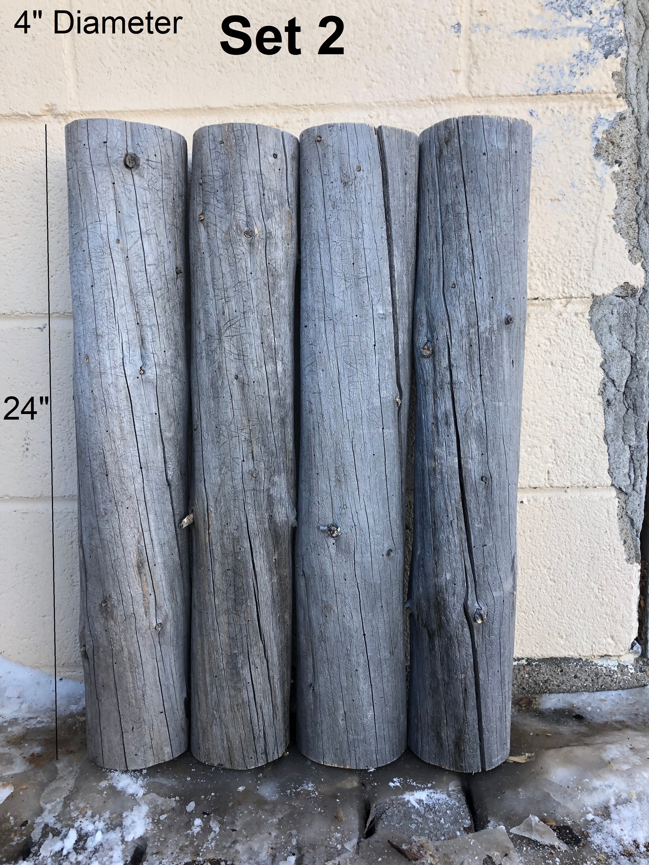Decorative Reclaimed Weathered Wood Posts Logs Poles, Grey Cracking Old ...