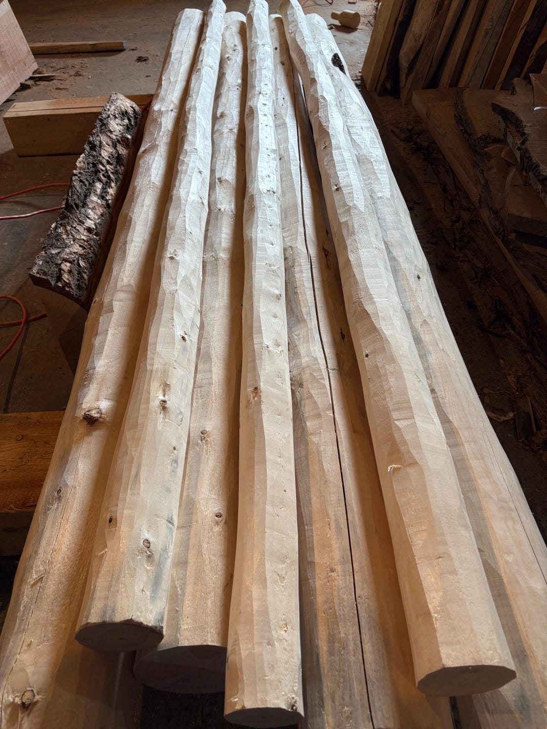 Hand-peeled Logs, Hewn Posts of Wood, Rustic Wooden Poles, Carved by ...