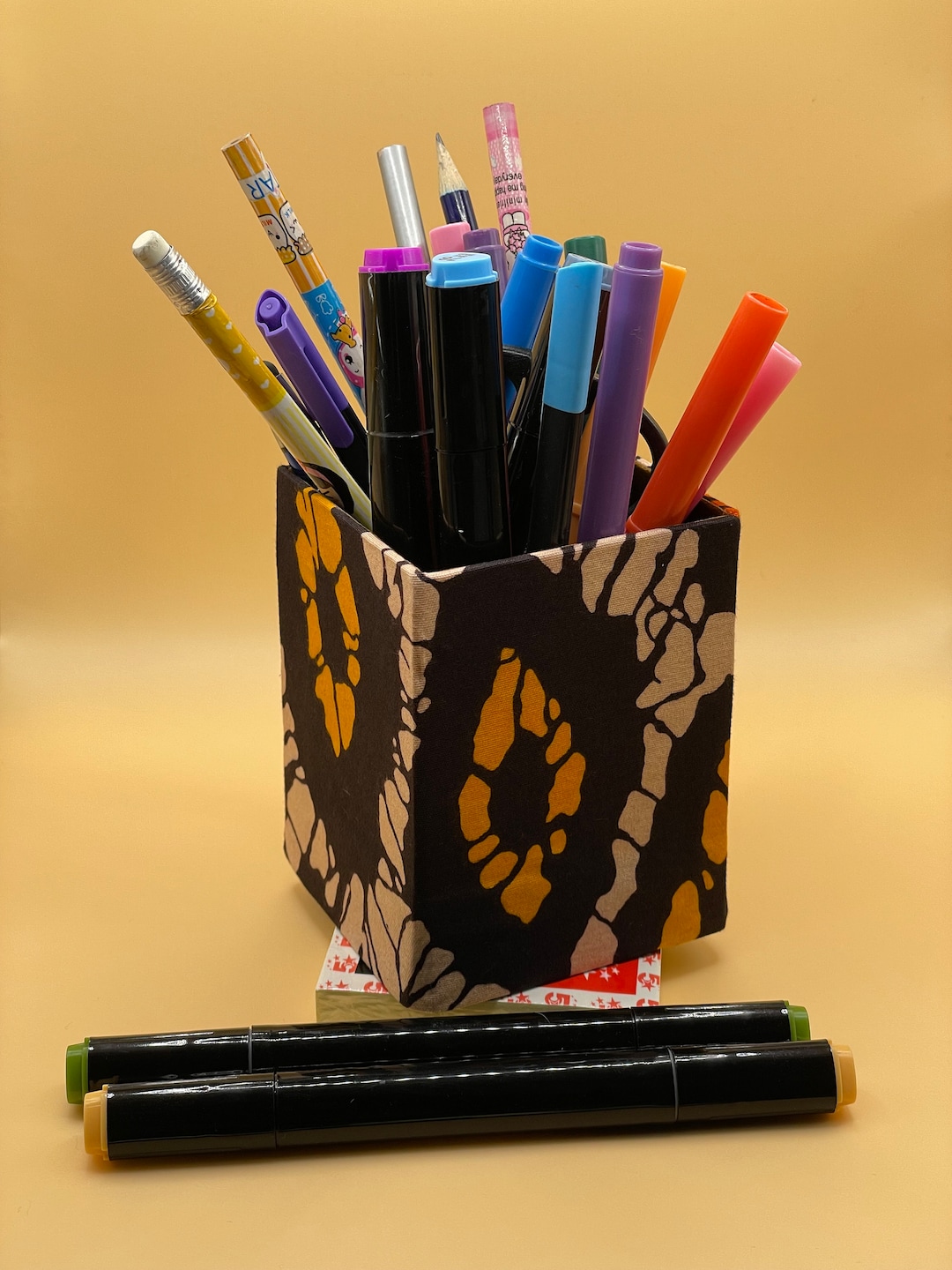 Ankara Fabric Pen Holder: Handmade Desk Organizer - Etsy