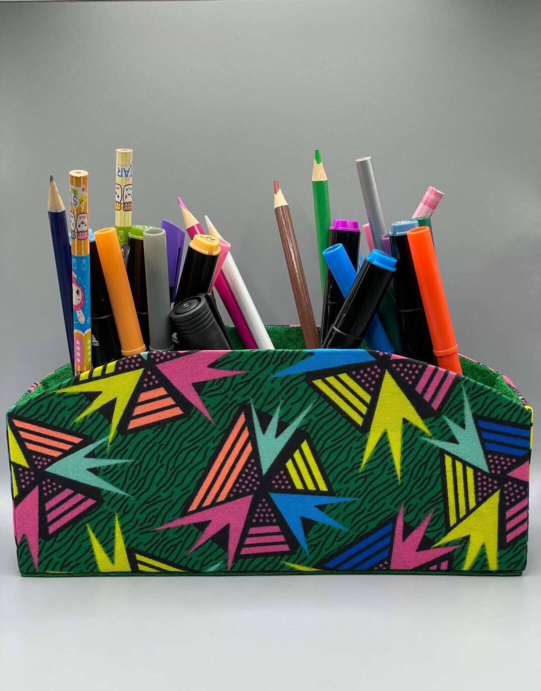 Ankara Fabric 3-in-1 Desk Organizer: Pen, Pencil & Brush Holder - Etsy