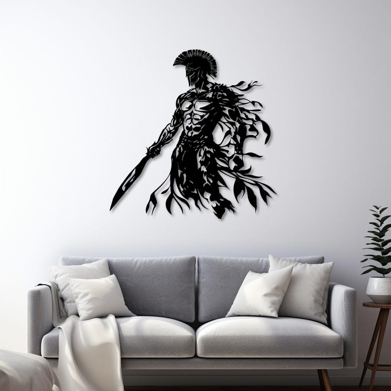 Spartan Warrior Metal Wall Art, Bold Battle-ready Home Wall Hanging ...