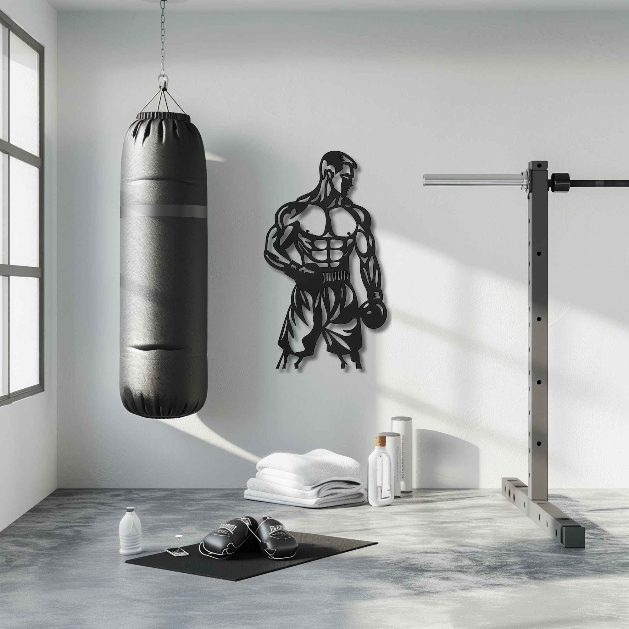 Boxer Metal Wall Art, Fighter Sculpture, Sports Enthusiast, Metal Gym ...