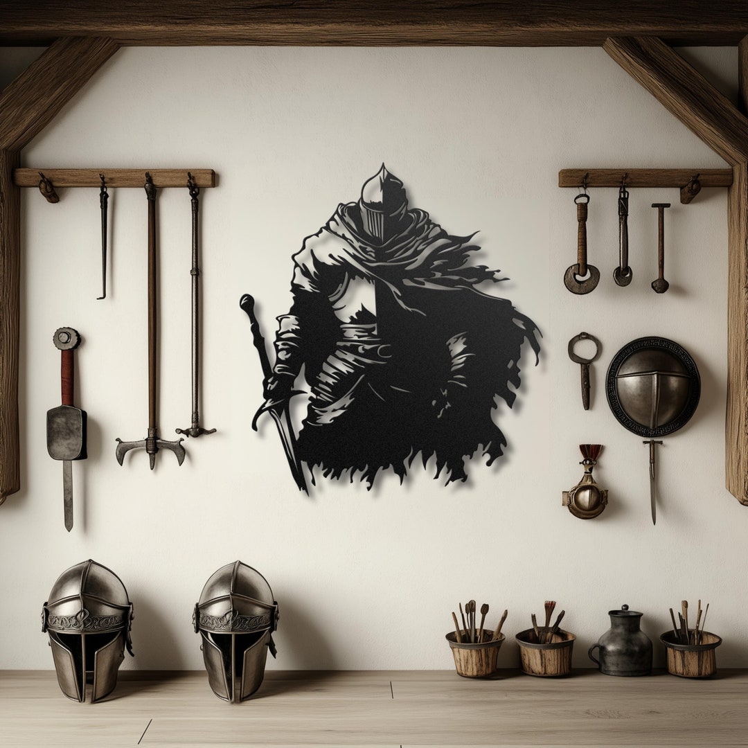 Epic Knight Metal Wall Art, Medieval Knight Room Decor, Epic Warrior ...