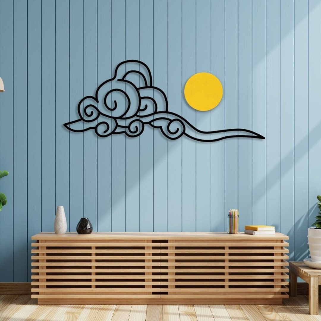 Minimalist Cloud Wall Art, Metal Wall Decor, Cloud and Sun Wall Art ...