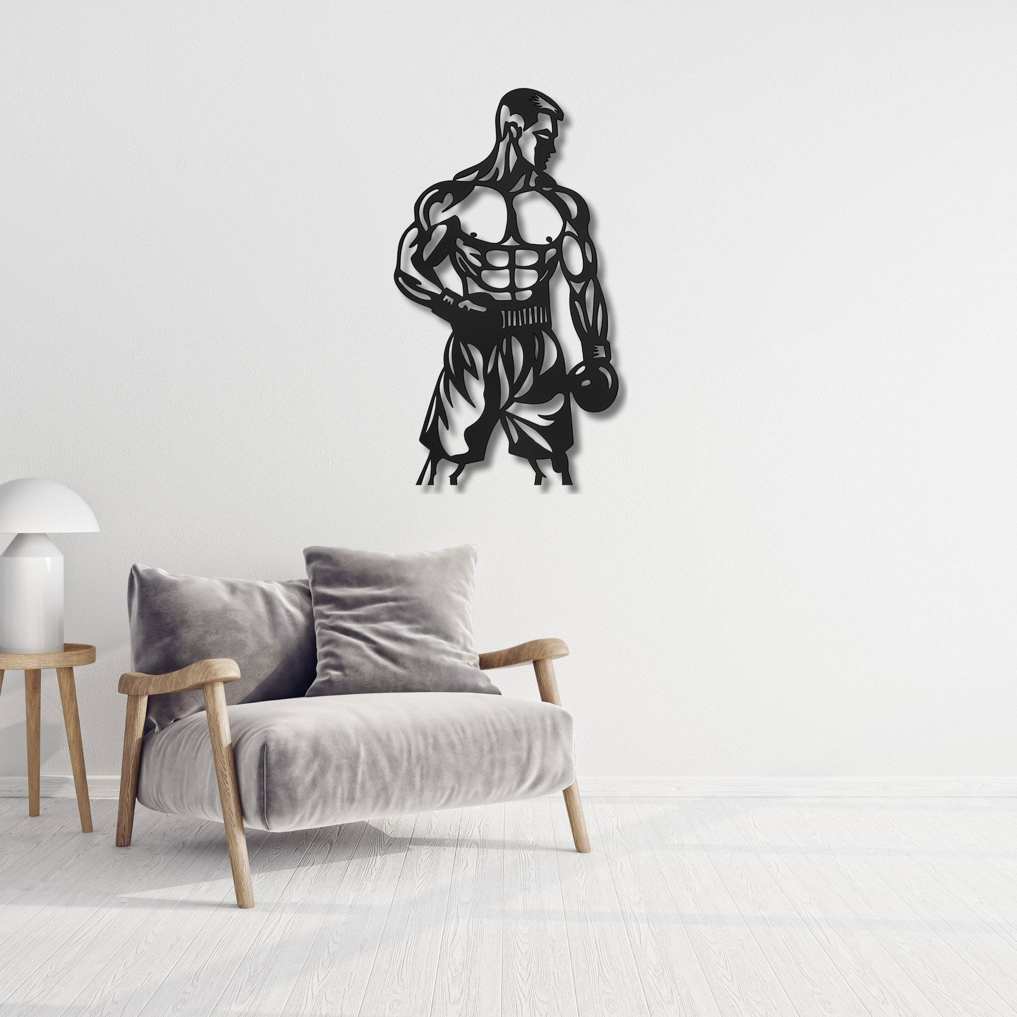 Boxer Metal Wall Art, Fighter Sculpture, Sports Enthusiast, Metal Gym ...