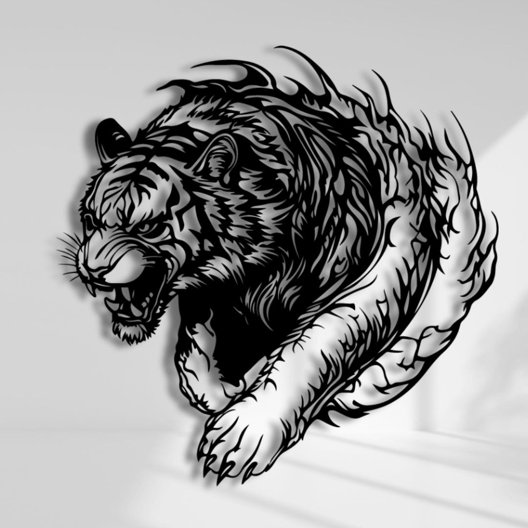 Tiger Metal Wall Art: Modern Wildlife Sculpture - Etsy