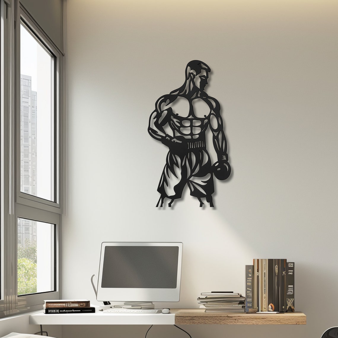 Boxer Metal Wall Art, Fighter Sculpture, Sports Enthusiast, Metal Gym ...