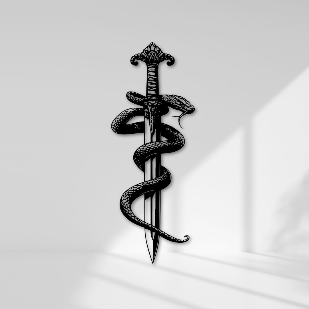 Snake and Sword Metal Wall Art, Gothic Snake and Dagger Decor, Dark ...