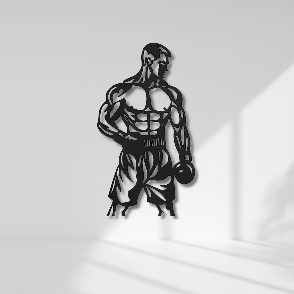 Boxer Metal Wall Art, Fighter Sculpture, Sports Enthusiast, Metal Gym ...