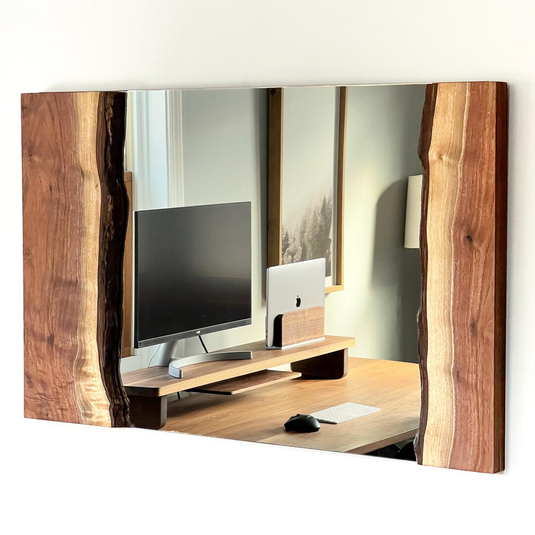 Live Edge Walnut Mirror, Live Edge Mirror Decor, Mirror With Live Edge ...
