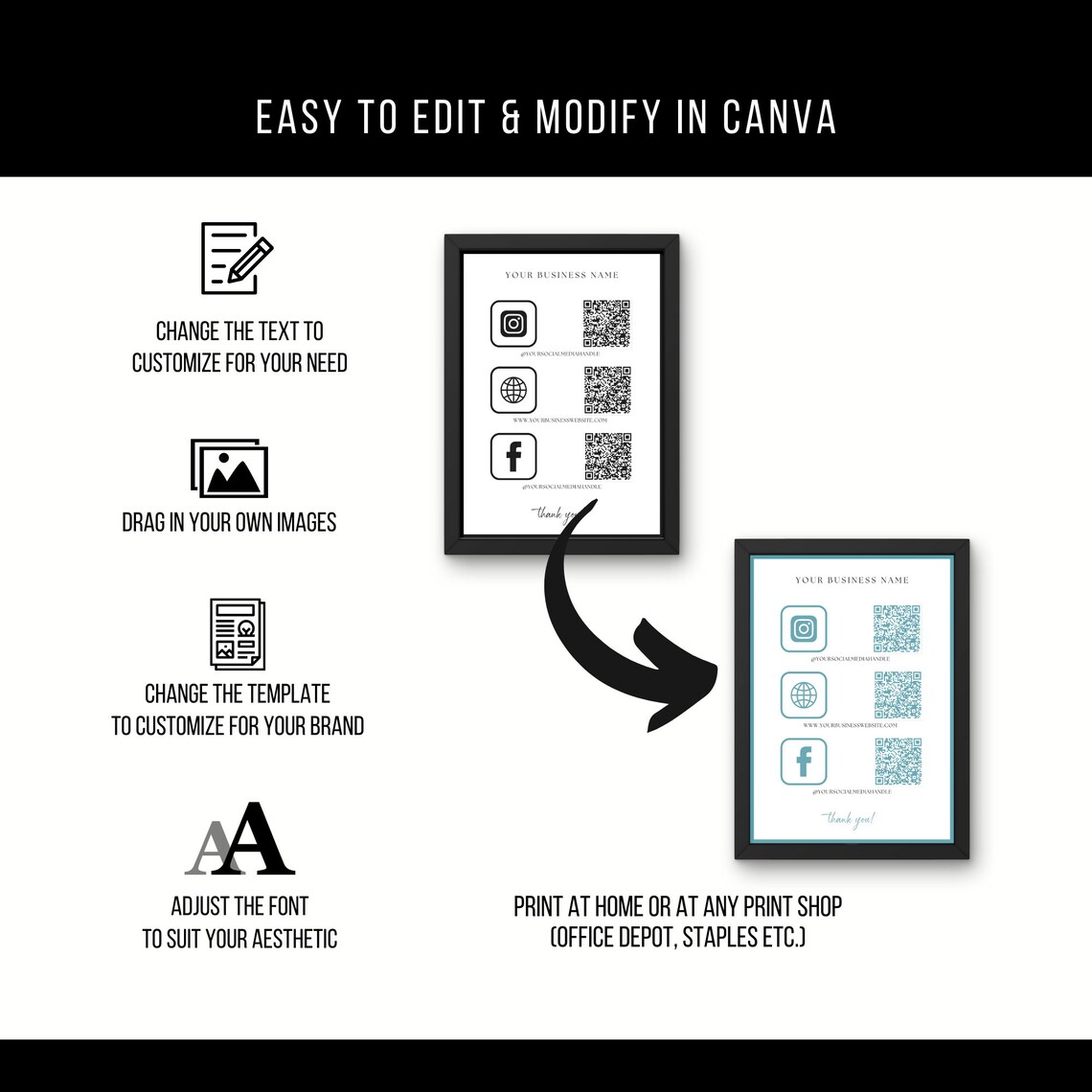 Editable Business Sign Template Bundle, Scan to Pay Sign, Ask for ...