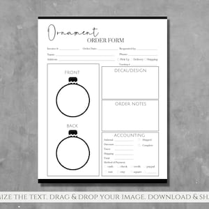 Editable Ornament Order Form Printable Order Form Ornament - Etsy