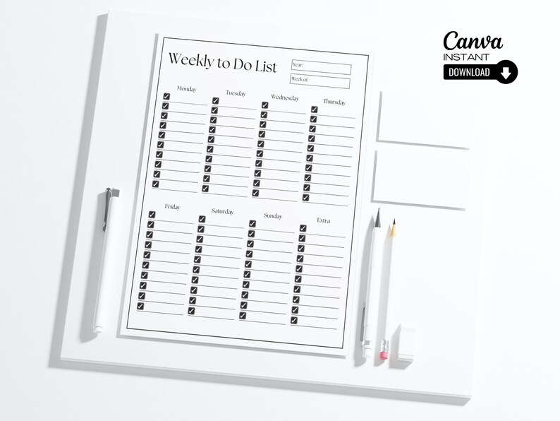 Editable Weekly to Do Checklist Template Printable Daily to - Etsy