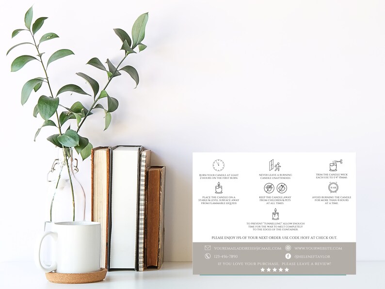 Candle Care Card Printable Candle Care Instructions Editable - Etsy