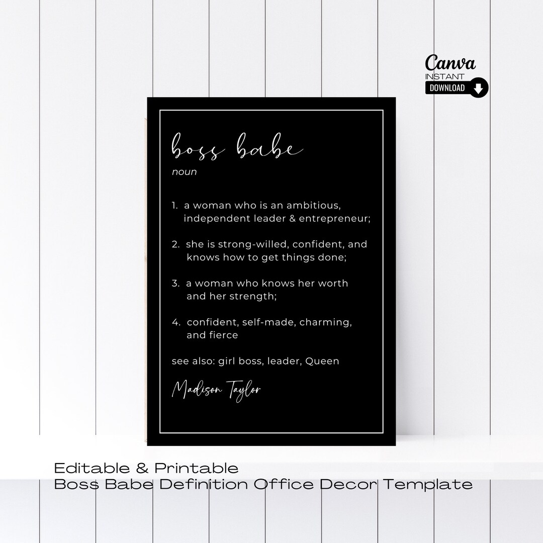 Editable Boss Lady Sign Template, Printable Girl Boss Office Decor ...