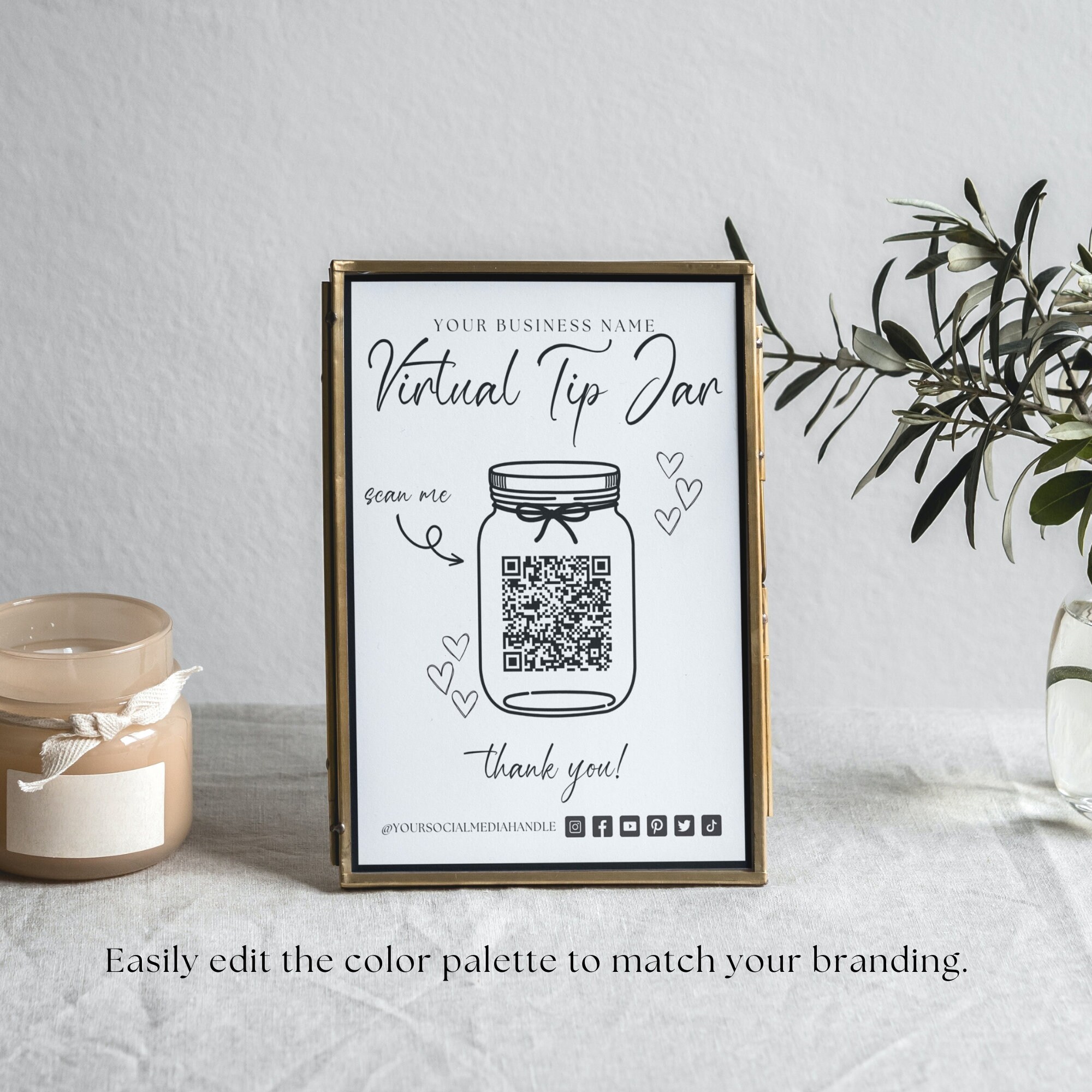 Editable Business Sign Template Bundle: QR Code Signs (canva, Digital ...