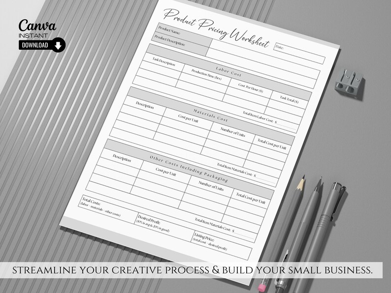 Editable Product Pricing Template Item Pricing Planner - Etsy