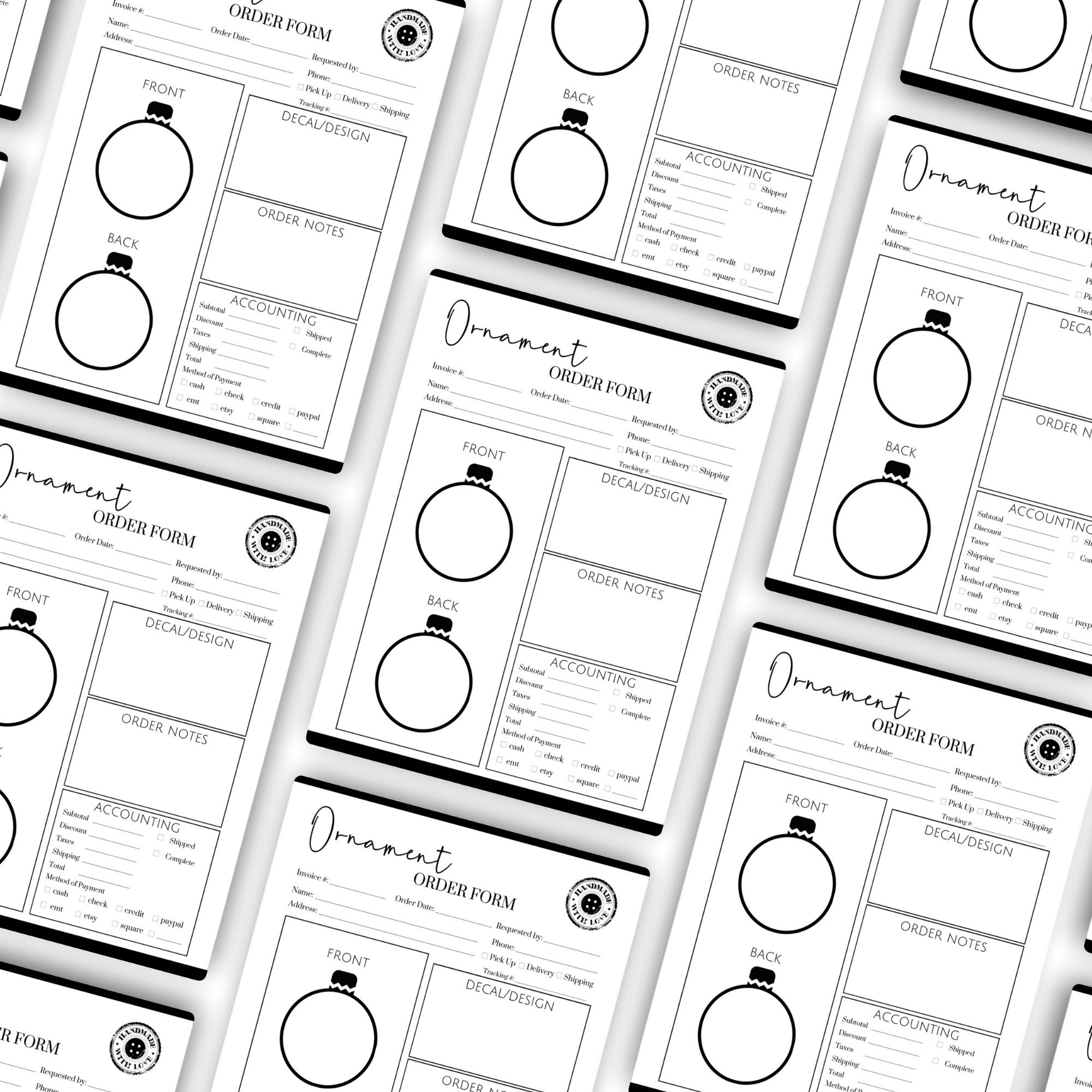 Editable Ornament Order Form Printable Order Form Ornament Template