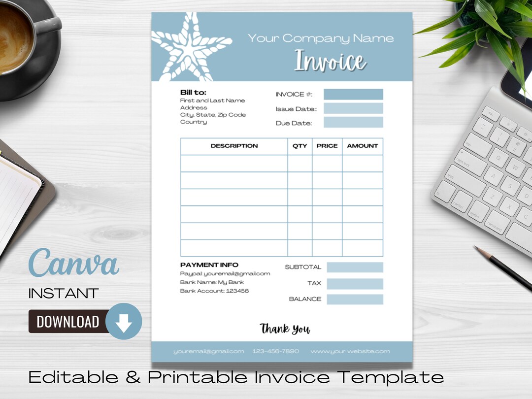 Invoice Template Printable Invoice Editable Invoice - Etsy México