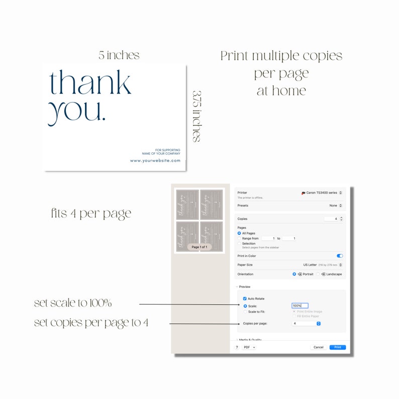 Editable Business Thank You Card Template (digital Download) - Etsy