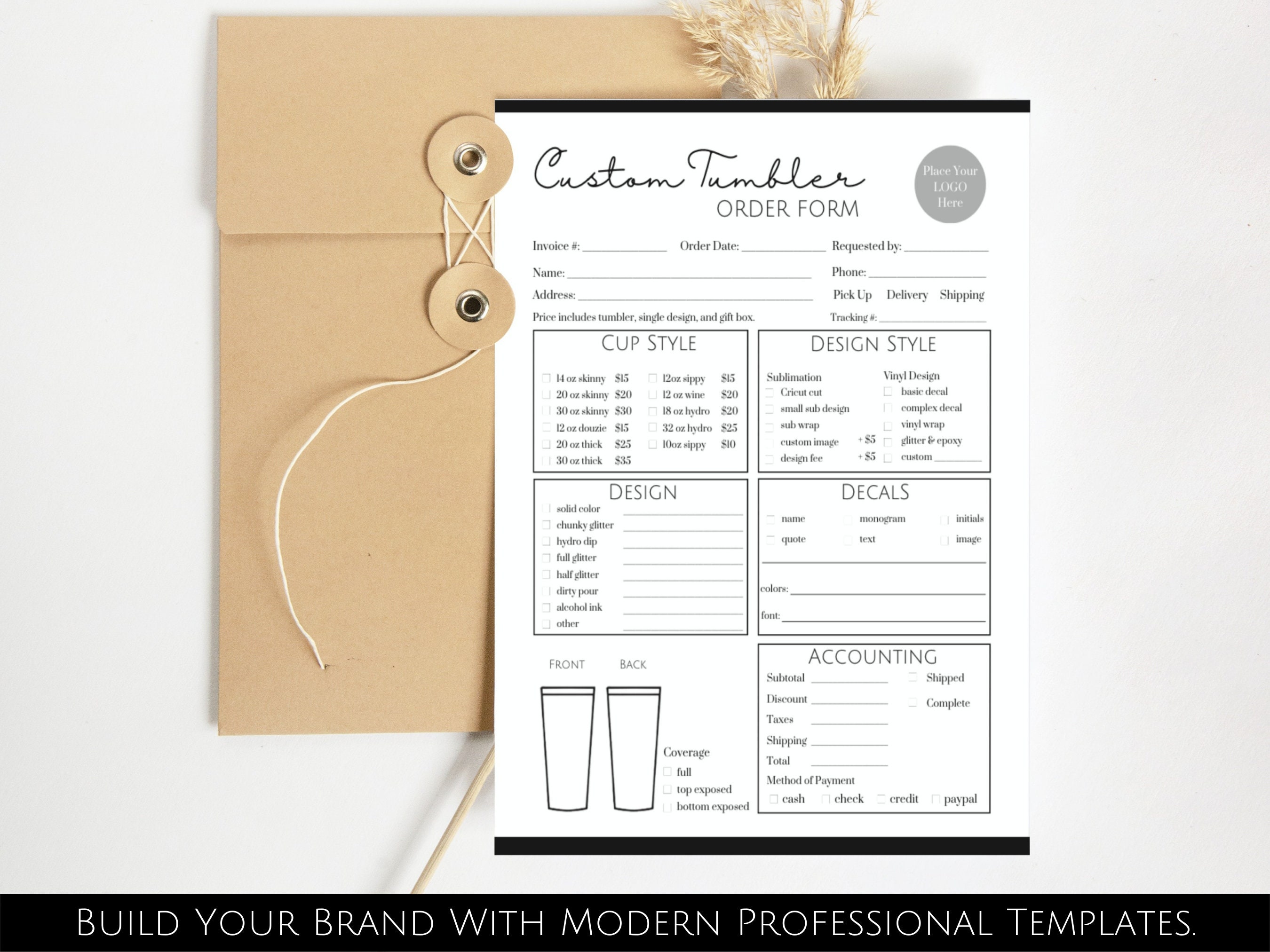 Editable Sublimation Tumbler Order Form Template Custom - Etsy