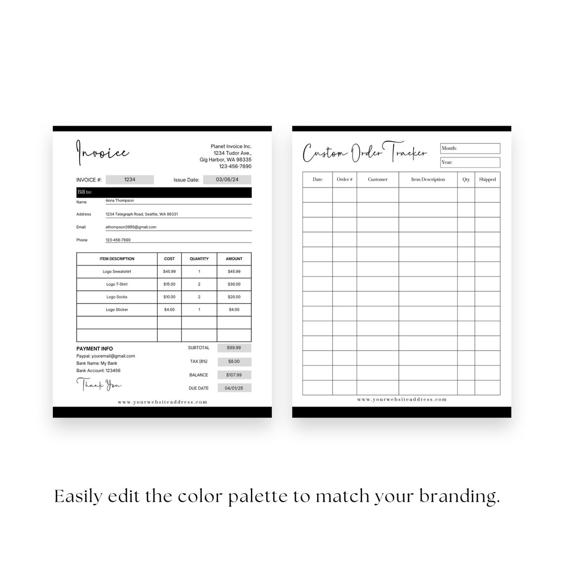 Editable Custom Order Form Bundle, Printable Order Forms, Order Form ...