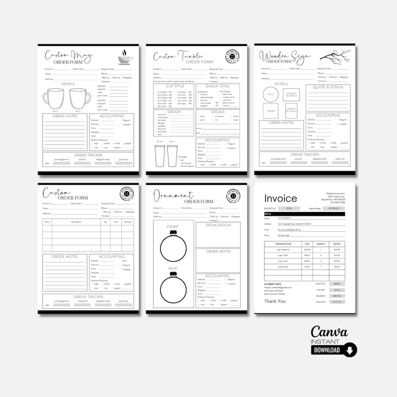 Editable Custom Order Form Bundle: Small Business Templates (canva) - Etsy