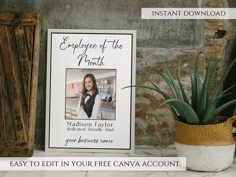 Editable Employee of the Month Sign Template Printable - Etsy