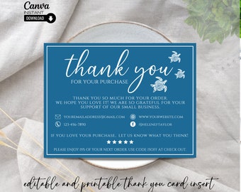 Printable Thank You Card Template, Editable Thank You Card Insert ...