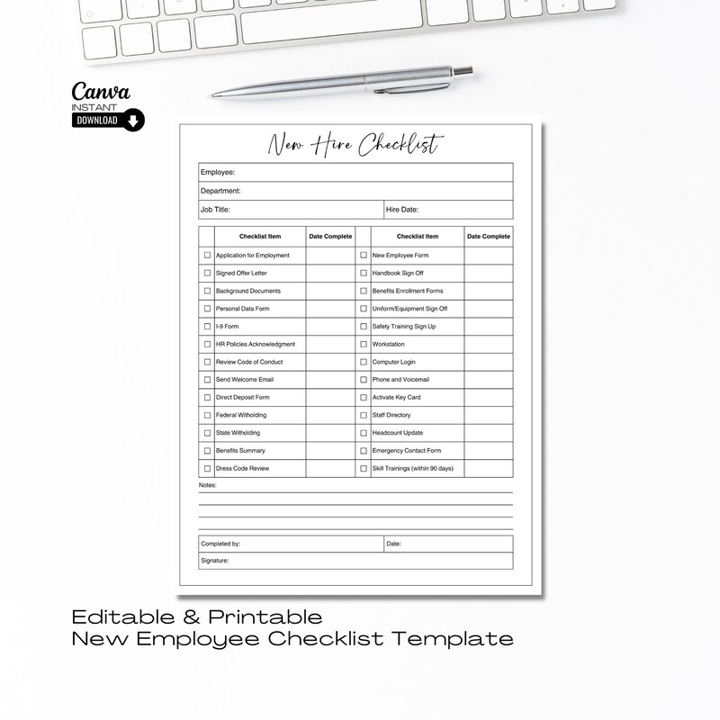 New Hire Checklist Template - Etsy