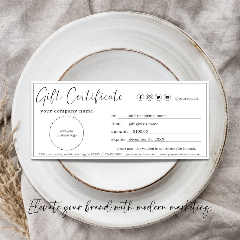 Editable Gift Certificate Template: Canva Printable (digital Download ...