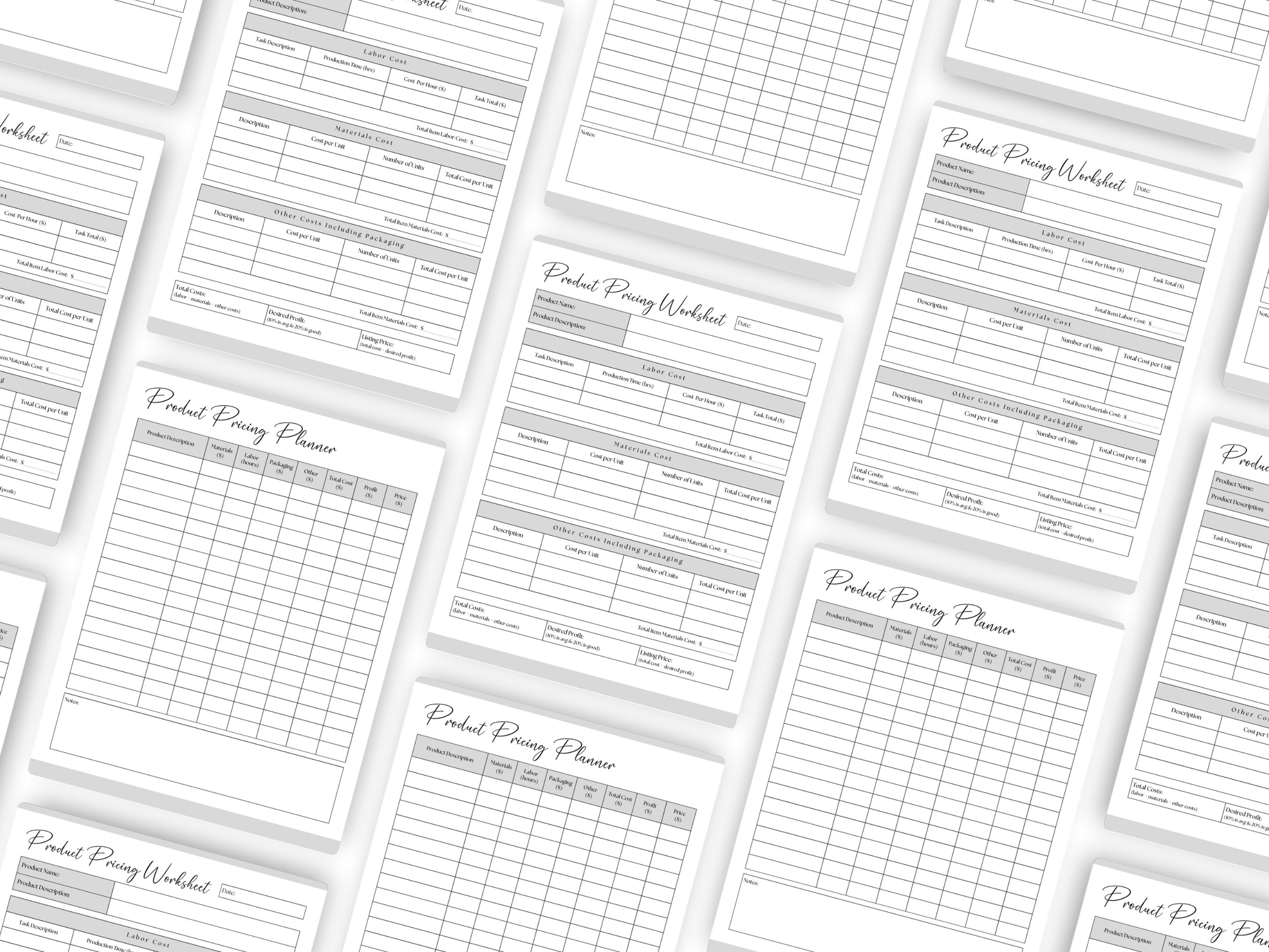 Editable Product Pricing Template Item Pricing Planner - Etsy