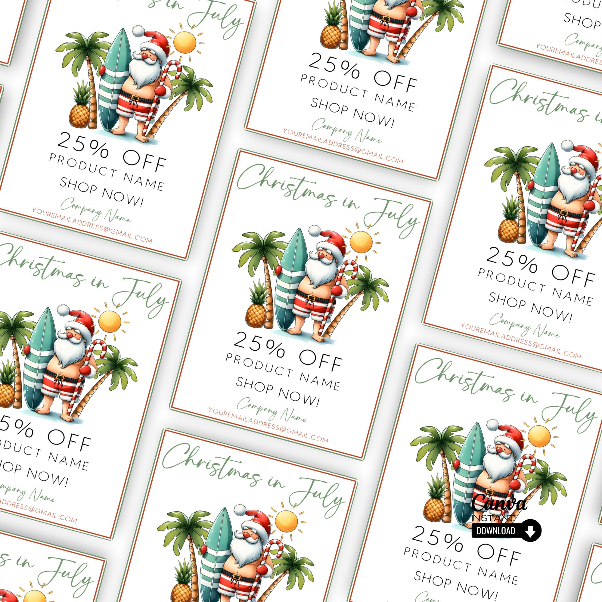 Editable Christmas in July Sale Sign Template, Printable Beach ...