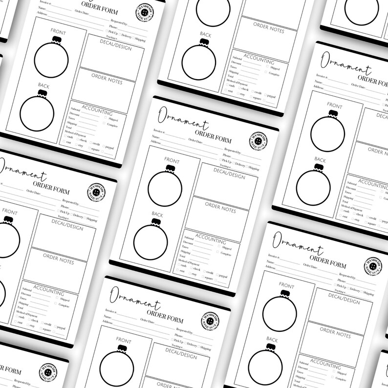 Editable Ornament Order Form Template: Printable Business Invoice ...