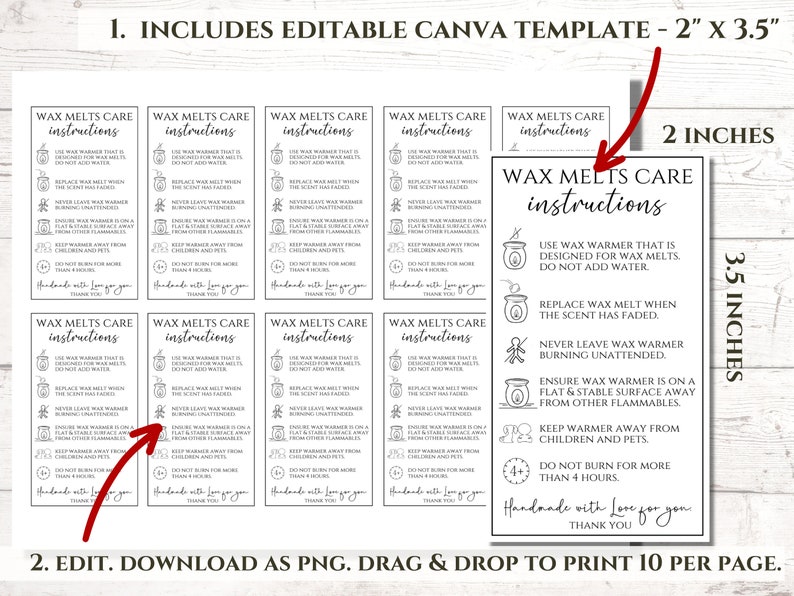 Wax Melt Instructions Printable Wax Melt Care Instructions - Etsy