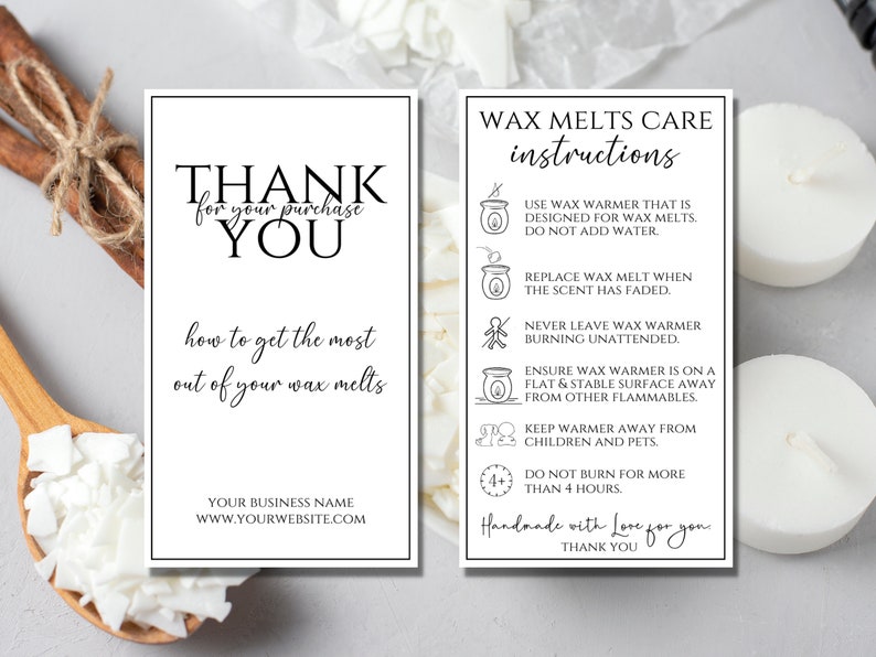 Wax Melt Instructions Printable Wax Melt Care Instructions Etsy Australia