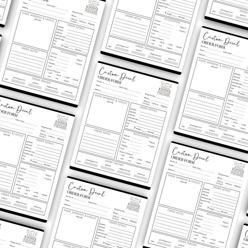 Editable Decal Order Form Template, Custom Decal Form, Printable Vinyl ...