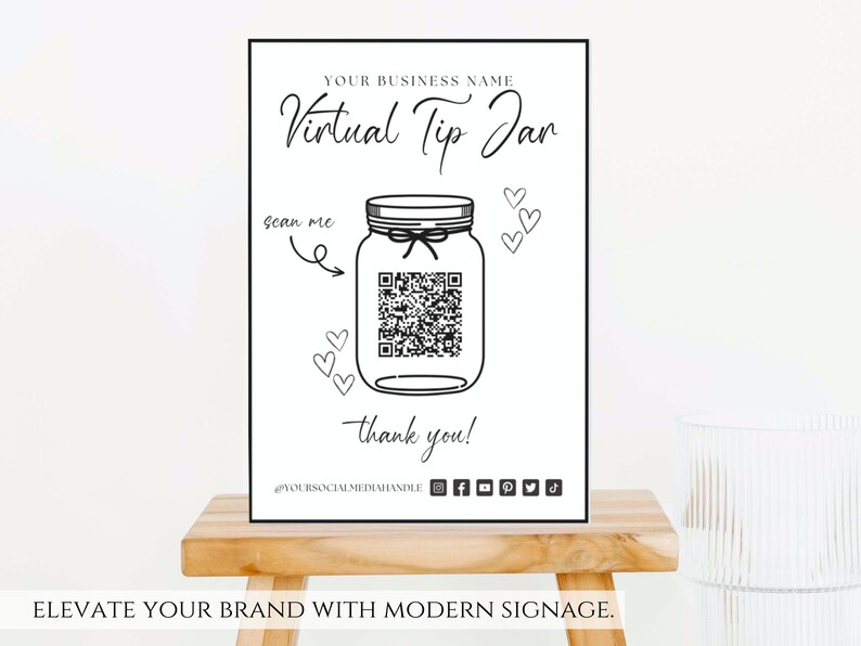 Editable Virtual Tip Jar Sign Template Tip Jar QR Code Sign - Etsy