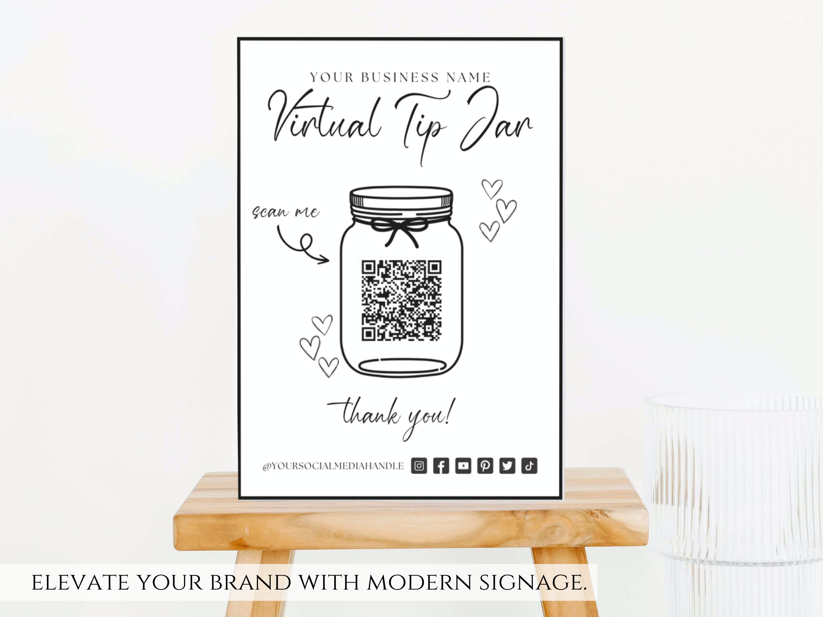Editable Virtual Tip Jar Sign Template Tip Jar QR Code Sign - Etsy