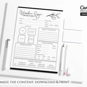 Editable Wooden Sign Order Form Printable Craft Order Form - Etsy