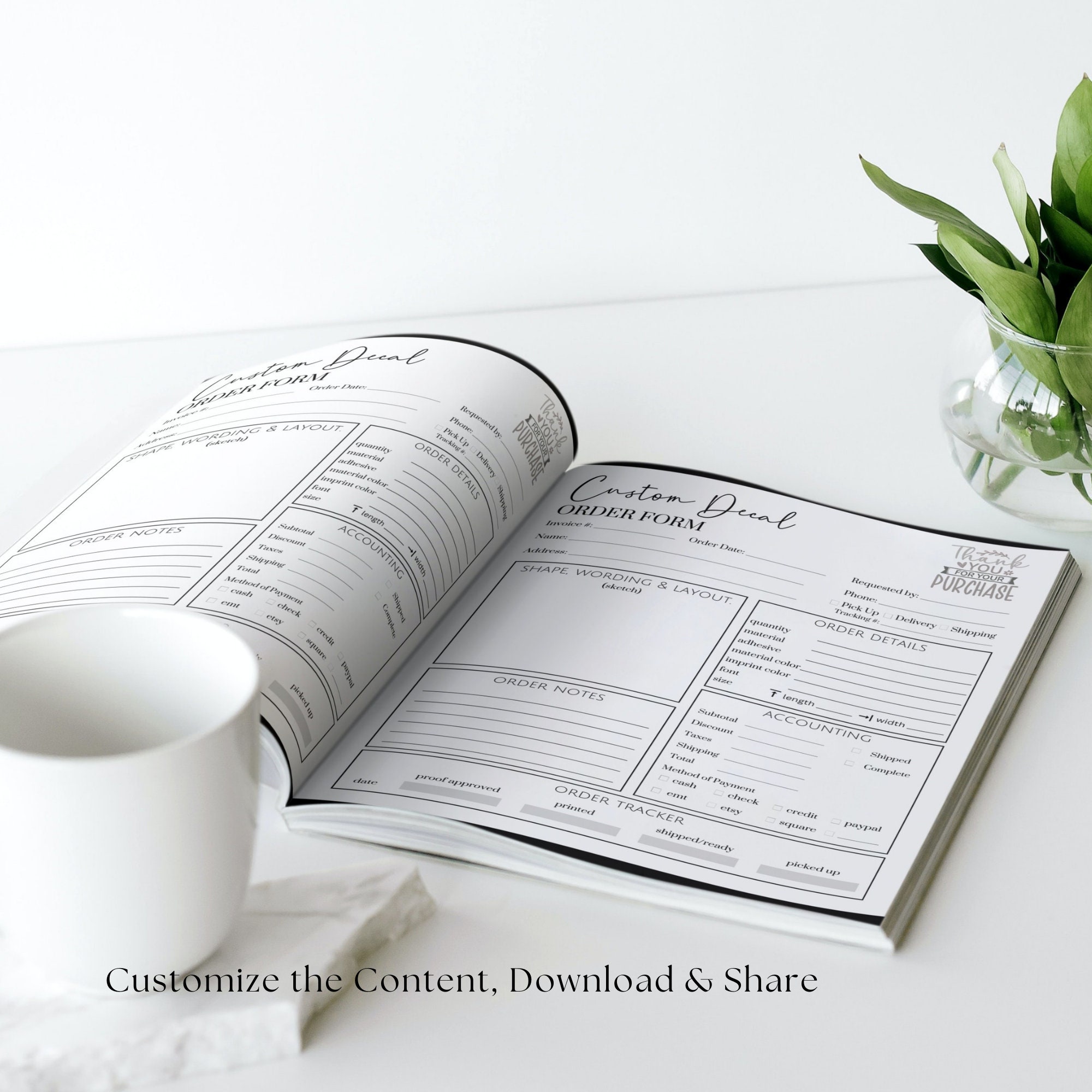 Editable Decal Order Form Template, Custom Decal Form, Printable Vinyl ...