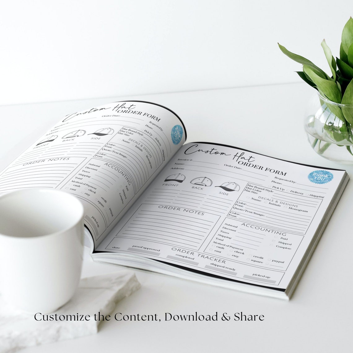 Editable Hat Order Form, Printable Order Form, Hat Order Form Template ...