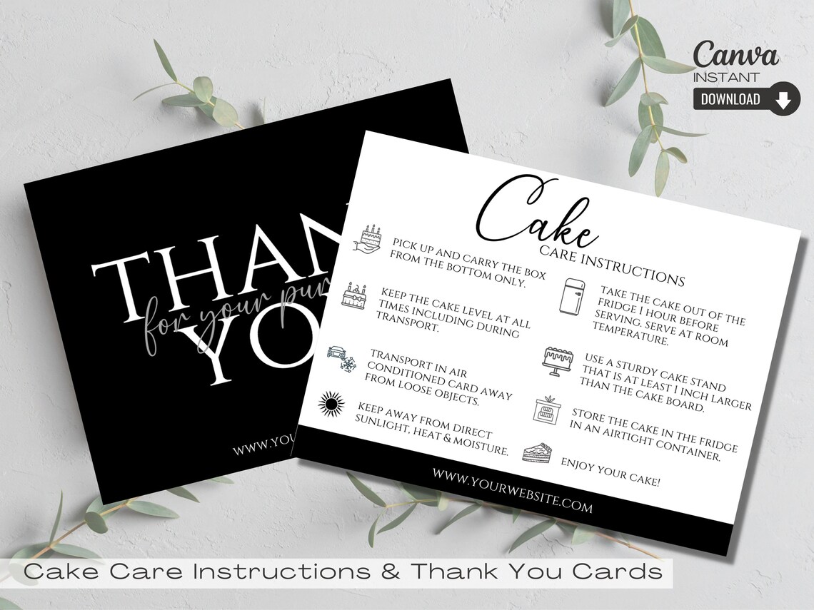 Cake Care Card Template Editable Wedding Cake Care Cards - Etsy