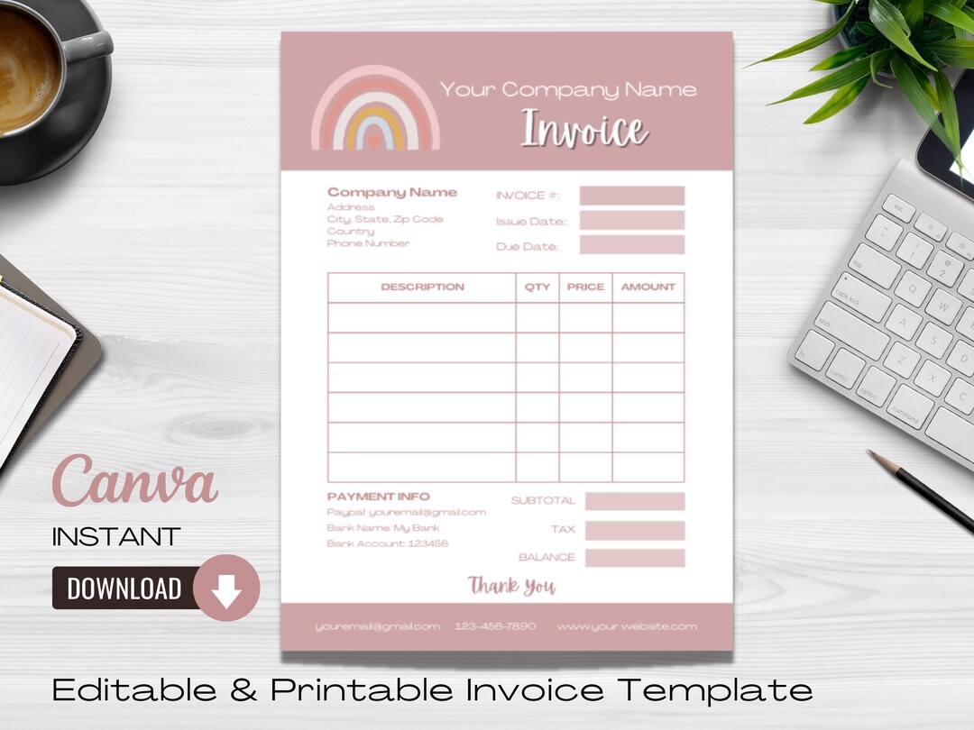 Invoice Template Printable Invoice Editable Invoice - Etsy México
