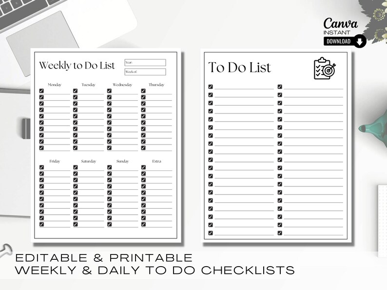 Editable Weekly to Do Checklist Template Printable Daily to - Etsy