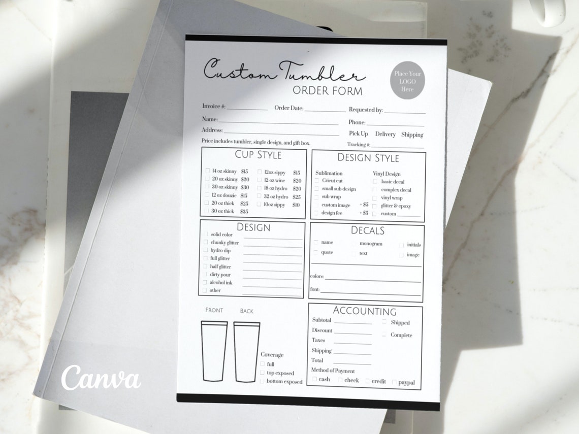 Editable Sublimation Tumbler Order Form Template Custom | Etsy