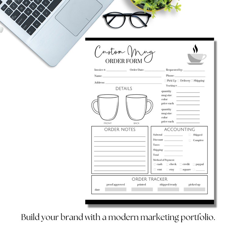 Editable Mug Order Form, Custom Mug Order Form, Printable Coffee Cup ...