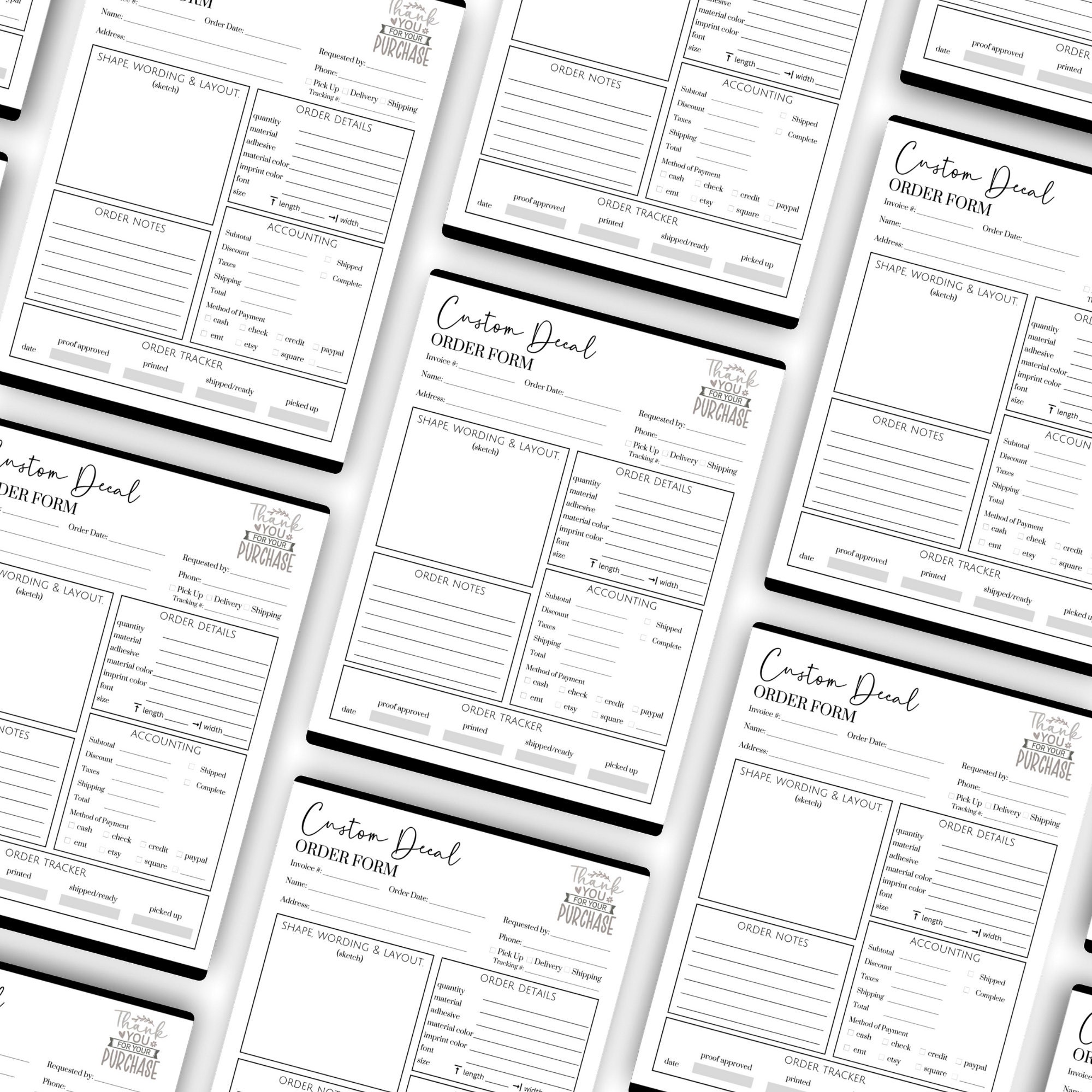 Editable Decal Order Form Template, Custom Decal Form, Printable Vinyl ...