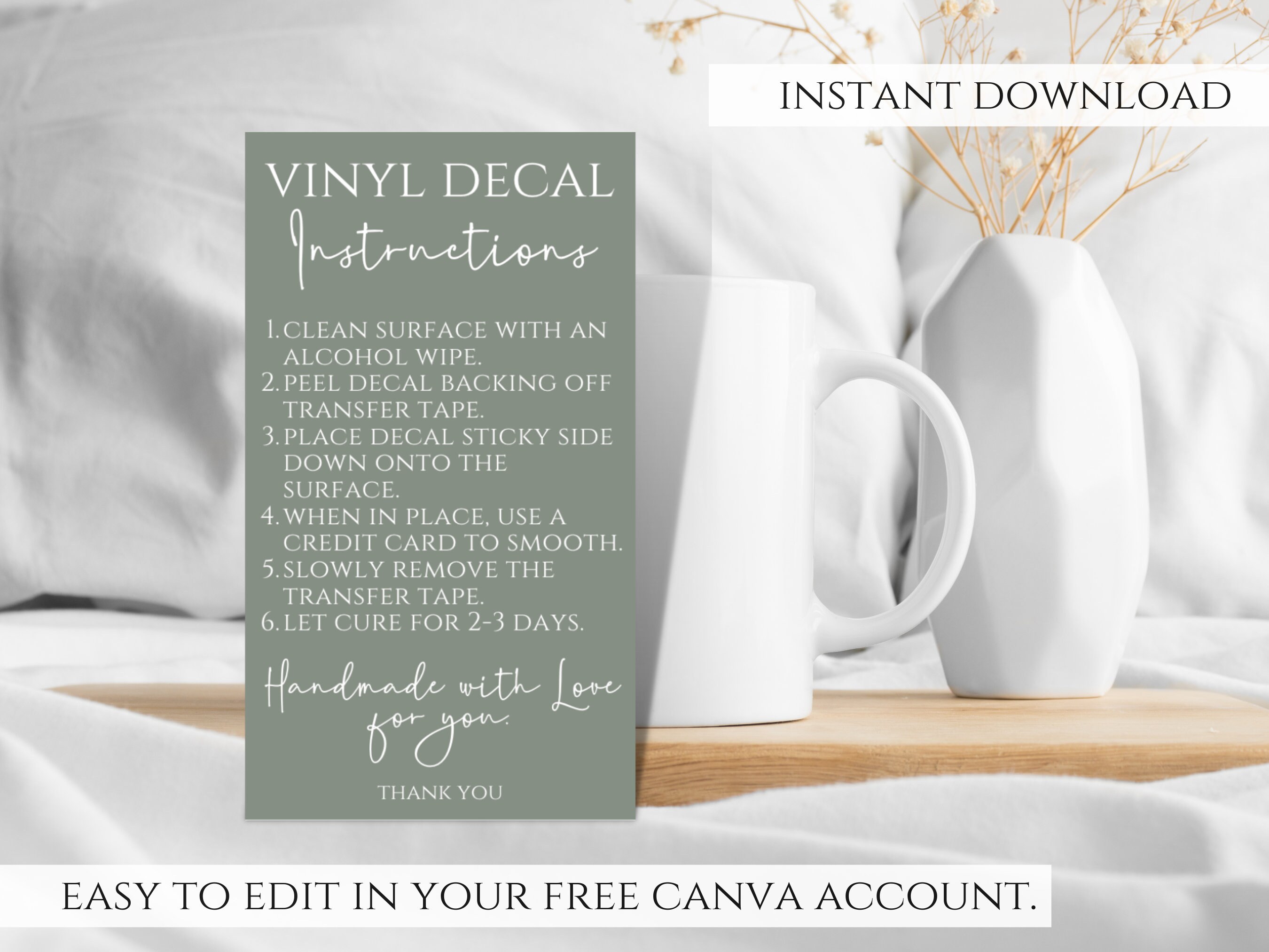 Decal Instructions Printable Decal Application Instructions - Etsy