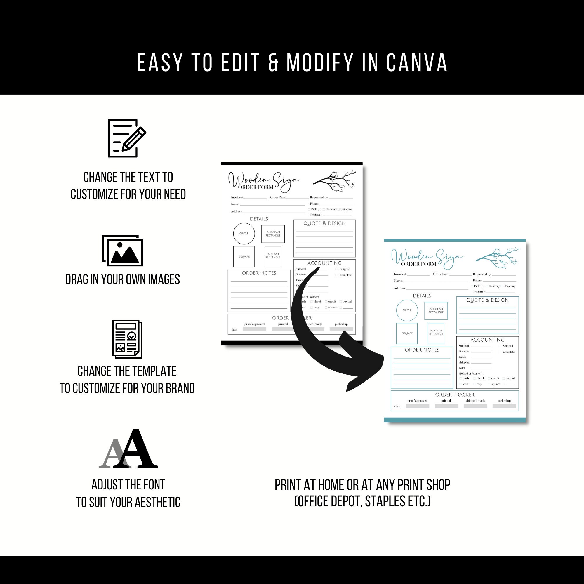 Editable Wooden Sign Order Form, Printable Craft Order Form, Wooden ...